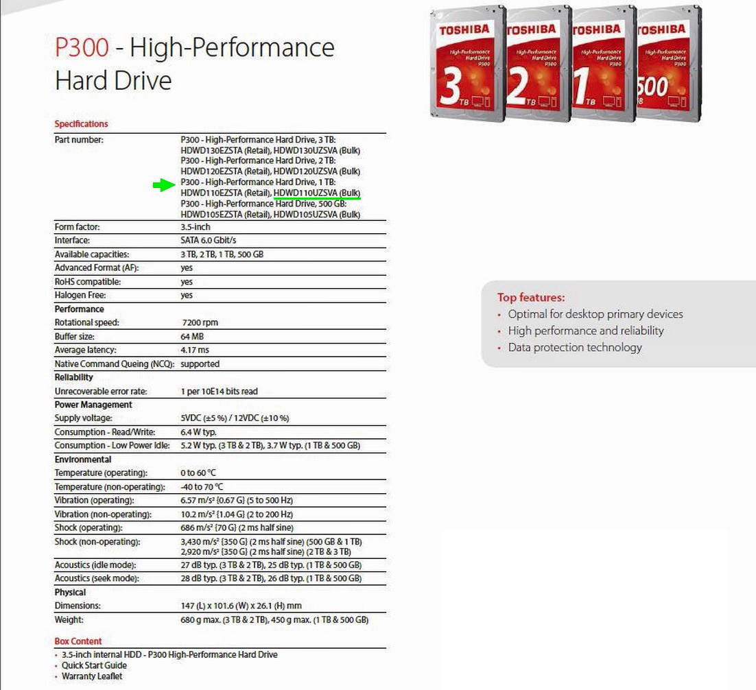 Обзор от покупателя на Жесткий диск Toshiba P300 3.5" 1.0 Tb SATA III ...