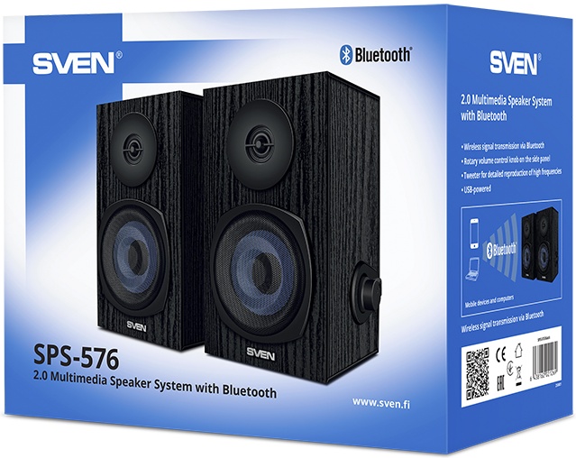 Колонки 2.0 Sven SPS-576 Bluetooth черный (SV-021269) — купить по низкой цене в интернет ...
