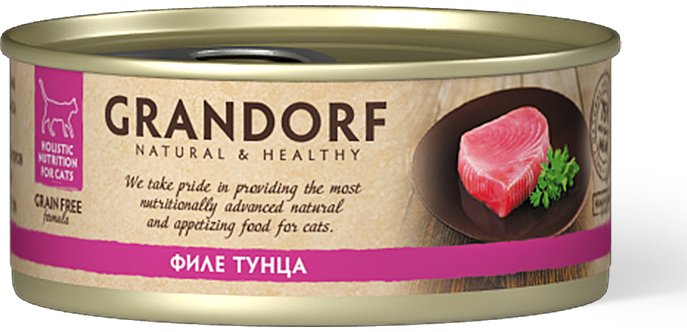 Корм влажный Grandorf для кошек филе тунца, 6шт х 70г — купить в ...