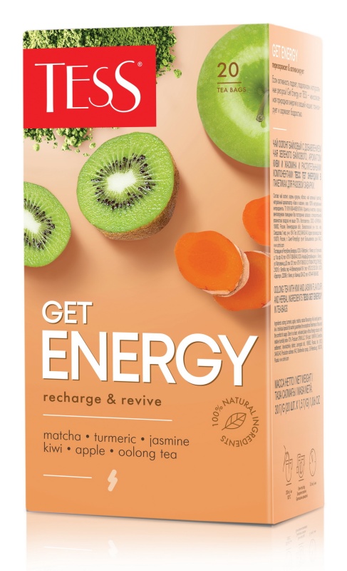 Чай TESS GET ENERGY пакетированный, улун с добавками, 20 пакетиков ...