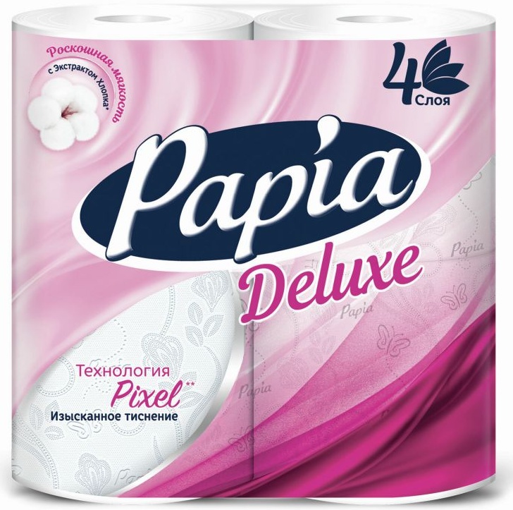 Купить туалетная бумага Papia Deluxe белая, 4 слоя, 4 рулона ...