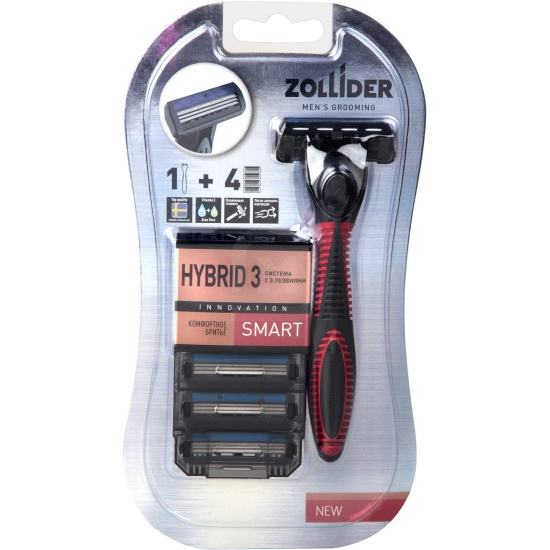 Купить бритвенный станок Zollider Hybrid 3 SMART 3 лезвия, с 4 сменными ...