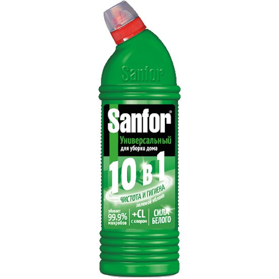 Чистящее средство SANFOR UNIVERSAL 10в1 Зеленое яблоко, универсальное, 750 мл — купить в ...