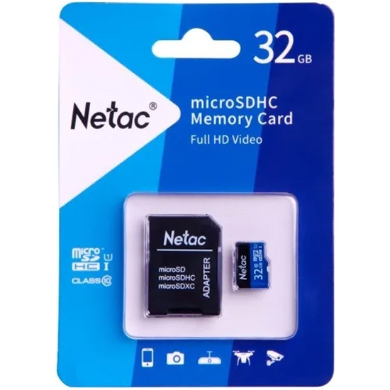 Карта памяти Netac P500 MicroSDHC 32Gb Сlass 10 80MB/s + ADP ...