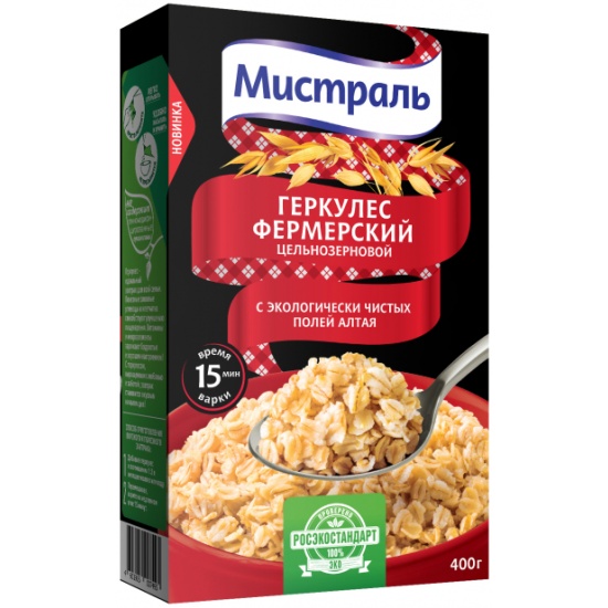 Купить Хлопья МИСТРАЛЬ Геркулес фермерский 400 г 4601916007495 в ...