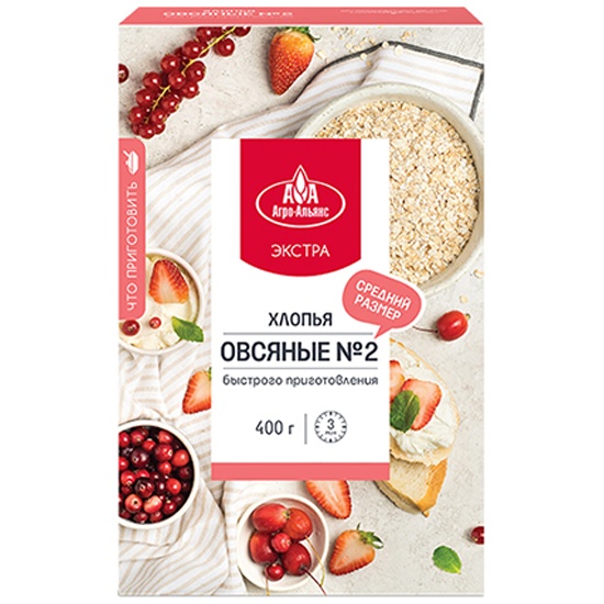 Купить Хлопья овсяные №2 Агро-Альянс Экстра 400 г 4607072715397 в ...