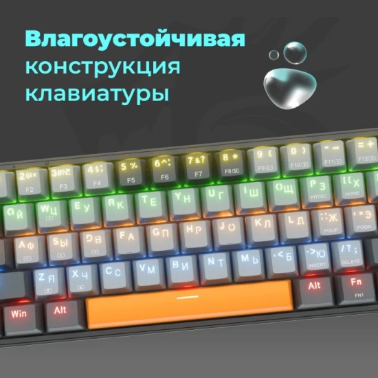 Клавиатура REDRAGON Fizz RU,Rainbow,красные свитчи (72599) 72599 ...