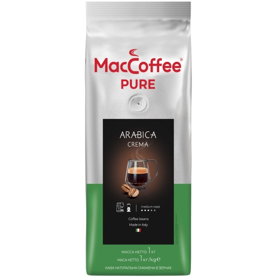 Купить Кофе в зернах MacCoffee PURE Arabica Crema 1 кг 8887290146173 в ...