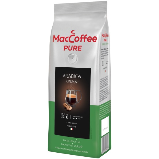 Купить Кофе в зернах MacCoffee PURE Arabica Crema 1 кг 8887290146173 в ...
