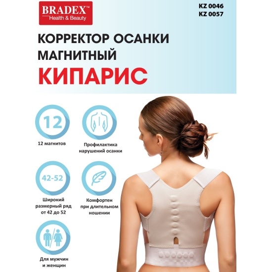 Корректор осанки BRADEX KZ 0046 «КИПАРИС» магнитный, талия 59-94 см — купить по низкой цене в ...