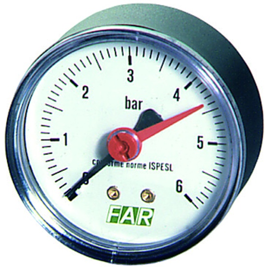 Манометр FAR 1/4 (торцевое соед.) , 0-10 бар, - 20-80 °C, O 63 мм FA ...
