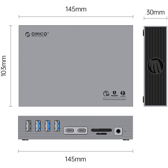Многофункциональная док-станция ORICO-TB3-15T Thunderbolt 3 15-в-1, серый ORICO-TB3-15T-EU-GY-BP ...
