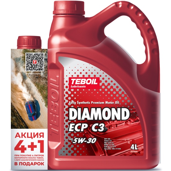 Моторное масло TEBOIL Diamond ECP C3 5W-30 синтетическое 4 л + 1 л ...