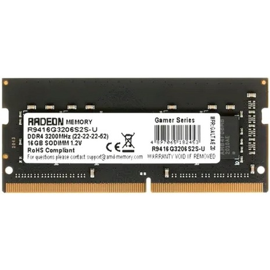 Оперативная память AMD SO-DIMM DDR4 16Gb 3200MHz pc-25600 R9 CL22 1.2В ...