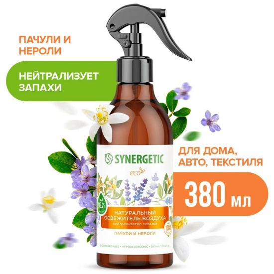 Купить освежитель воздуха SYNERGETIC Пачули и нероли, 380 мл ...