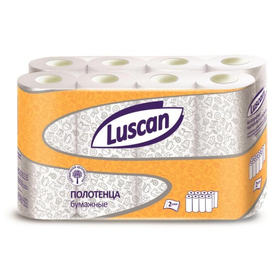 Полотенца бумажные Luscan белые, 2 слоя, 8 рулонов по 12 м 1178130КТ — купить по низкой цене в ...