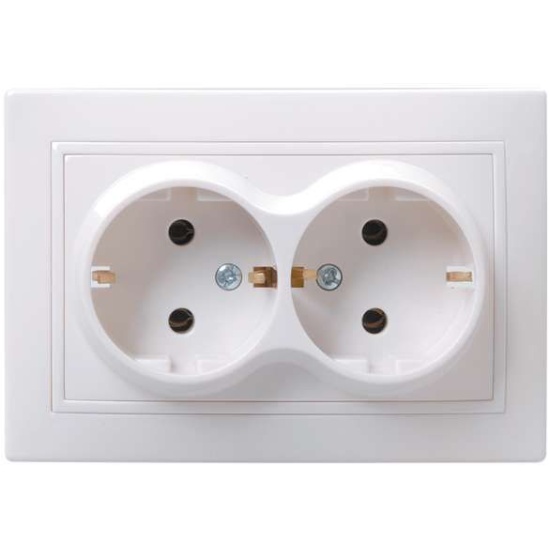 Купить розетка IEK 2-м СП Кварта РС12-3-КБ 16А IP20 с заземл. без защ. шторок бел., ERK24-K01-16 ...