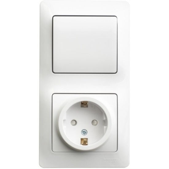 Блок SCHNEIDER ELECTRIC розетка с/з со шторками и 1-кл. Выключатель SE ...