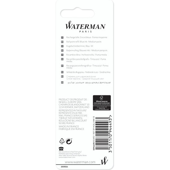 Стержень шариковый Waterman Standard Maxima (CWS0944490) M 1мм синие ...