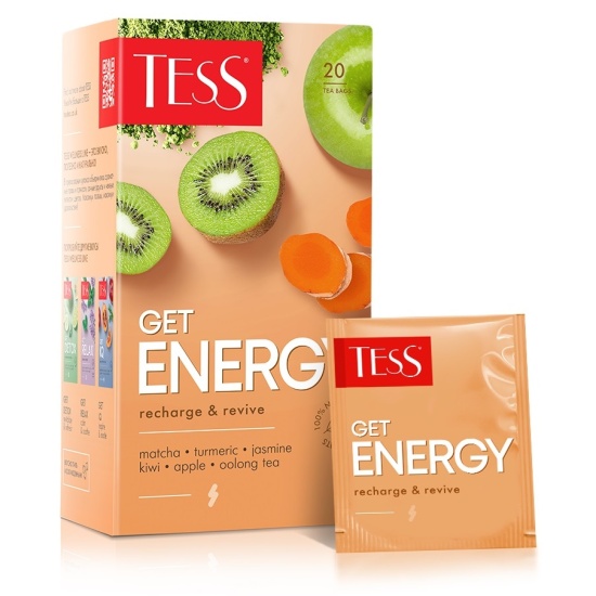 Чай TESS GET ENERGY пакетированный, улун с добавками, 20 пакетиков ...