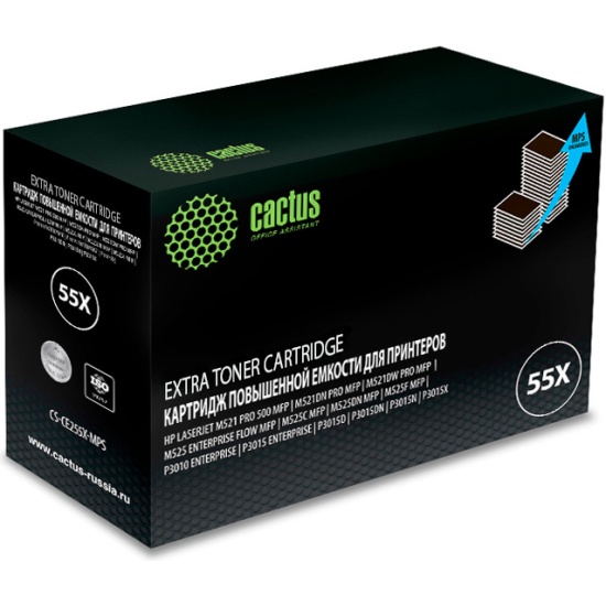 Тонер-картридж Cactus CS-CE255X черный (15000стр.) для HP LJ P3015 CS ...
