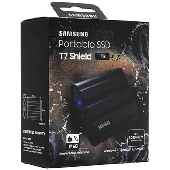 Внешний SSD диск SAMSUNG 1.8 T7 Shield 1.0 Tb USB 3.2 Type-C Black MU ...
