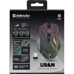 Мышь Defender Uran GM-503 черный, LED, 8D, 400 мАч, 3200dpi (52503 ...
