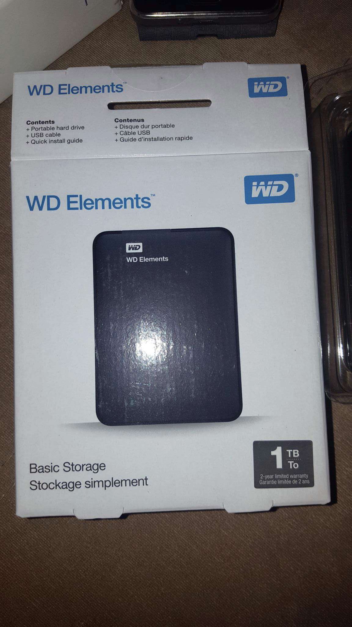 Внешний жесткий диск Western Digital WD Elements Portable, 1 ТБ, USB 3. ...