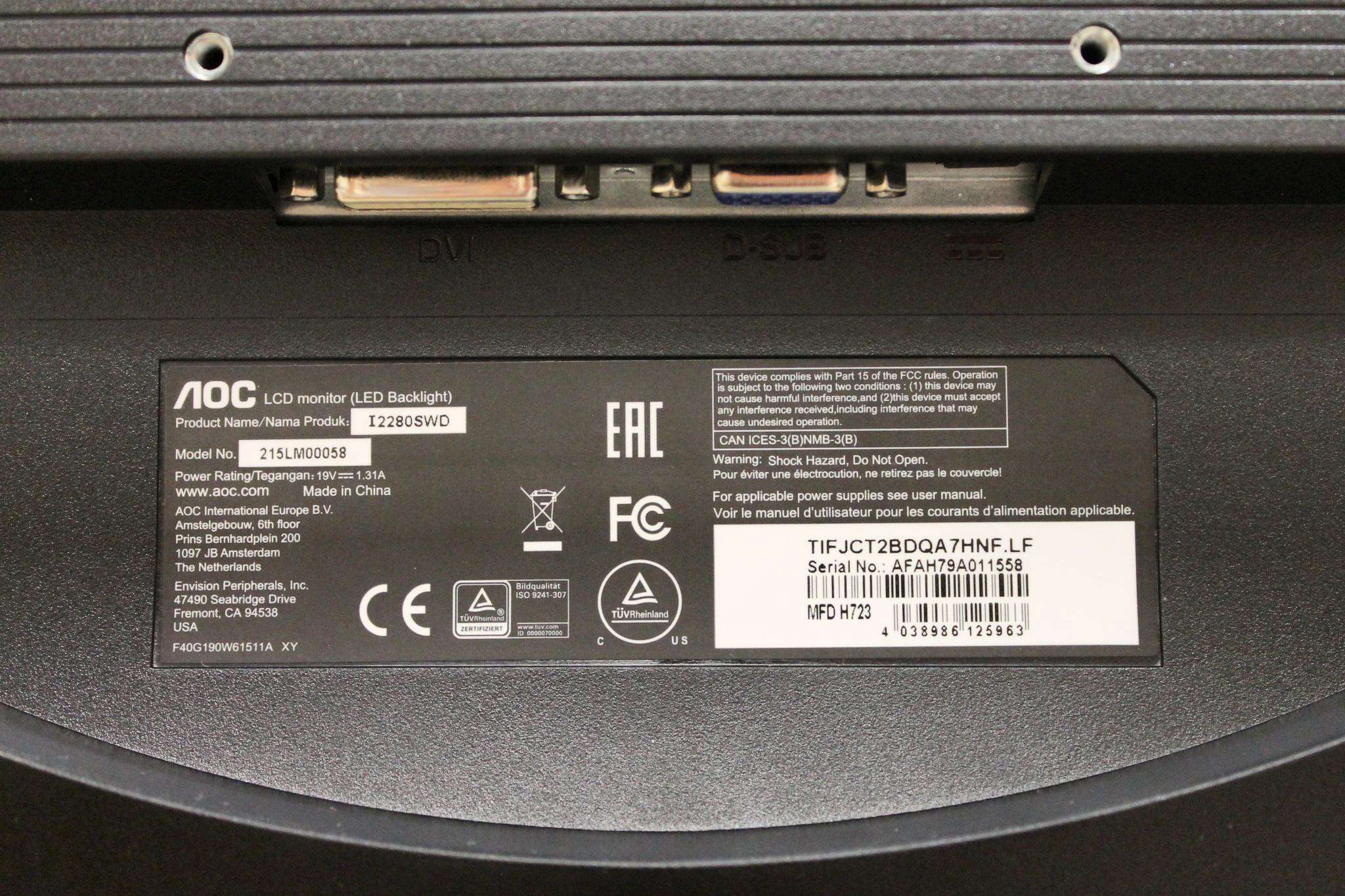 Монитор AOC I2280SWD 21.5 Black — купить по низкой цене в интернет ...
