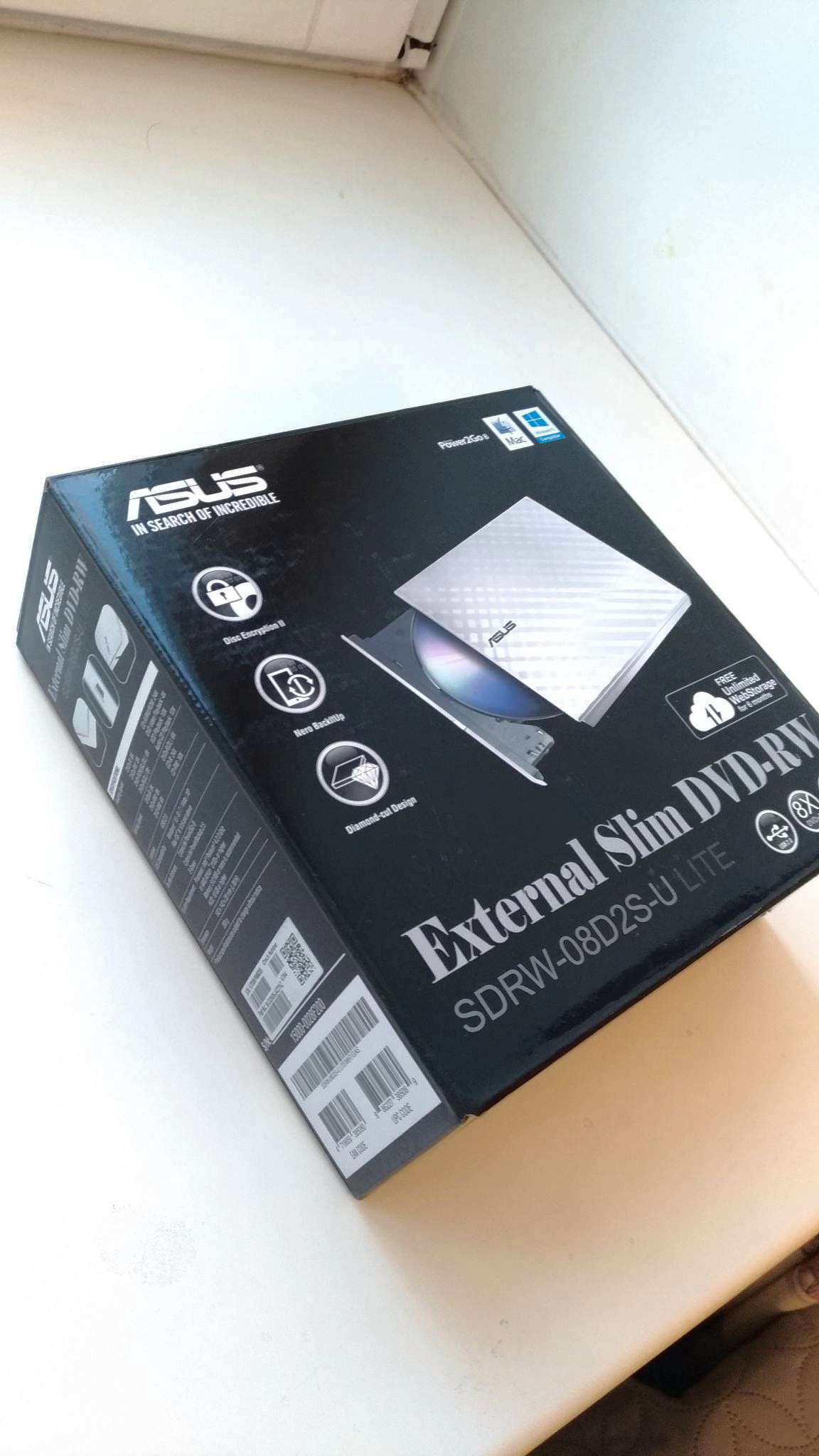 Внешний оптический привод Asus DVD±RW SDRW-08D2S-U Lite White, USB 2.0 ...