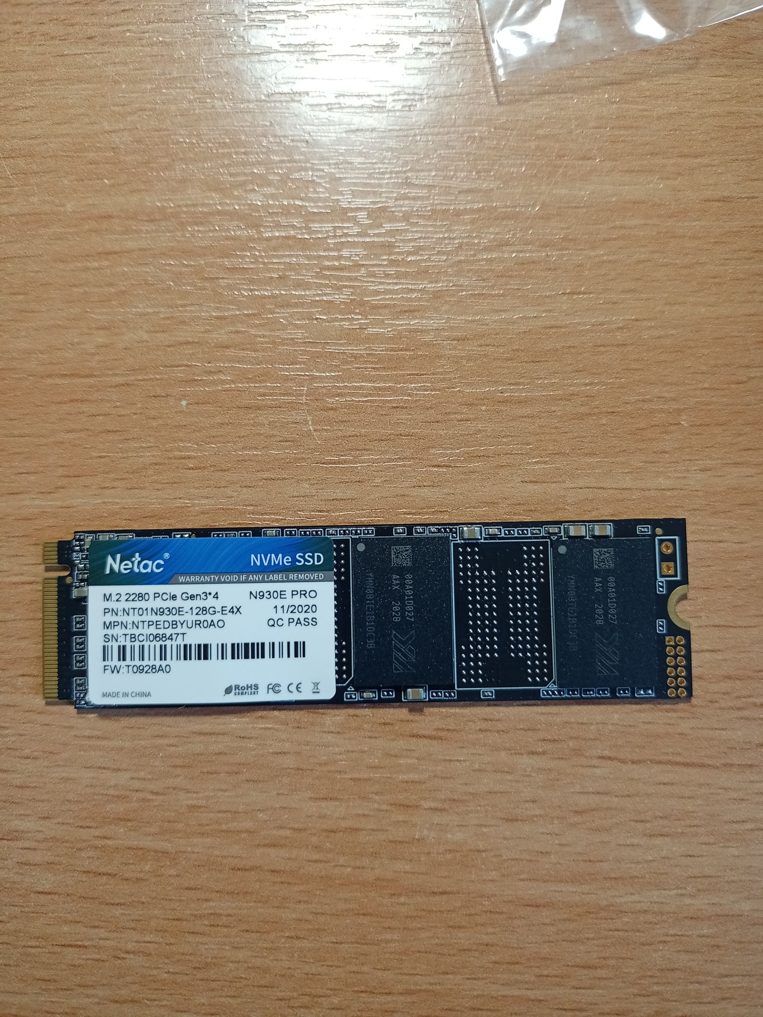 SSD диск NETAC M.2 (2280) N930E 128Gb PCIe NVMe 3.0 x4 TLC NT01N930E ...