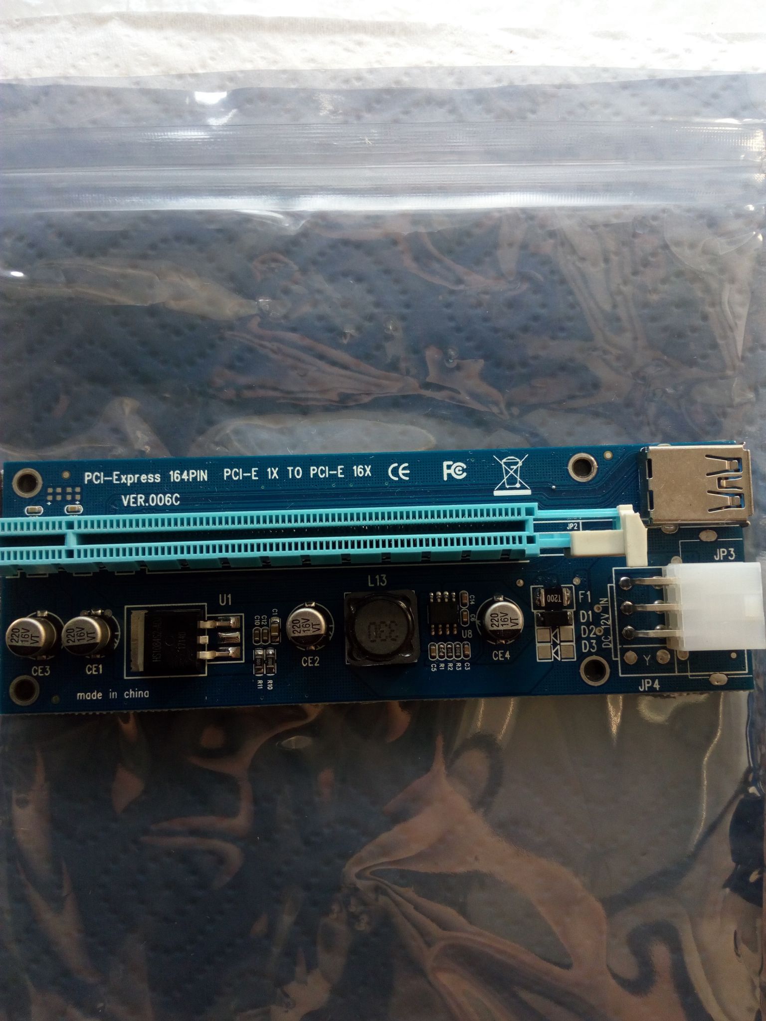 Купить Адаптер RiserCard FOXLINE RC-006C (+ Кабель USB 3.0, переходник SATA Power-6 pin PCI-E ...