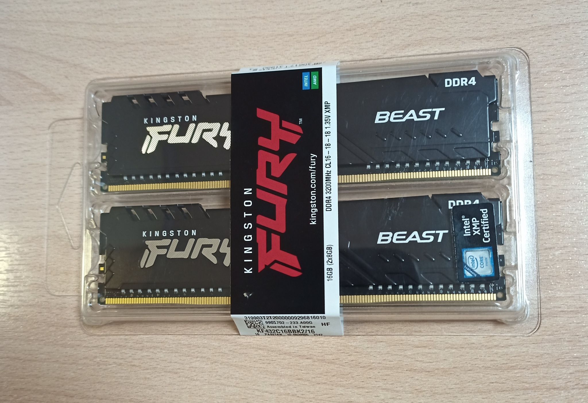 Оперативная память Kingston DDR4 16Gb (2x8Gb) 3200 MHz pc-25600 FURY ...