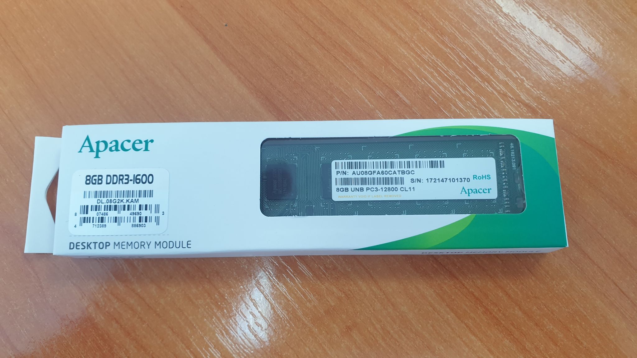 Оперативная память DDR3 Apacer 8Gb 1600MHz CL11 1.5V DL.08G2K.KAM ...
