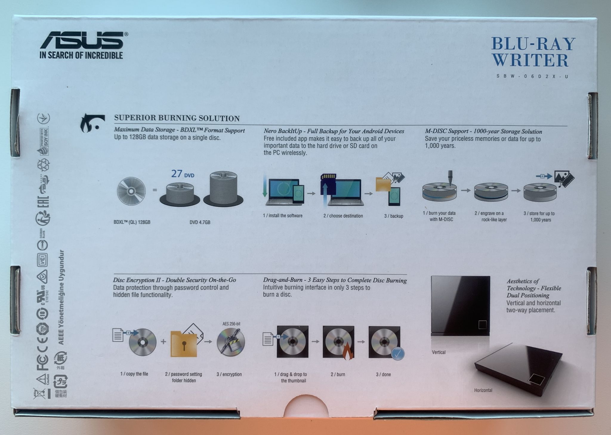 Внешний оптический привод Asus SBW-06D2X-U Black, USB 2.0, Retail SBW ...