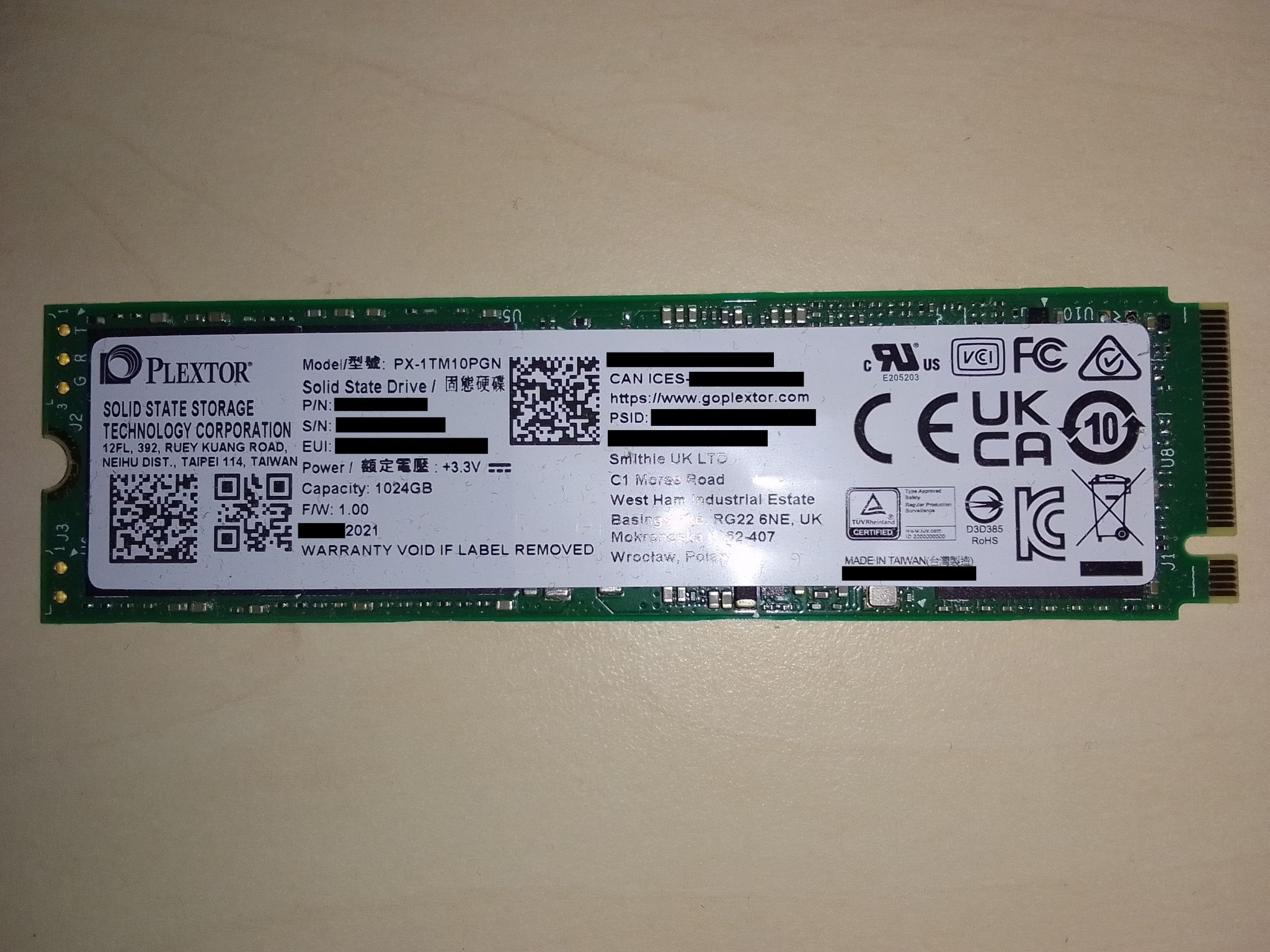 SSD диск PLEXTOR M.2 2280 M10P 1.0Тб PCIe Gen 4 x4 with NVME 3D NAND ...