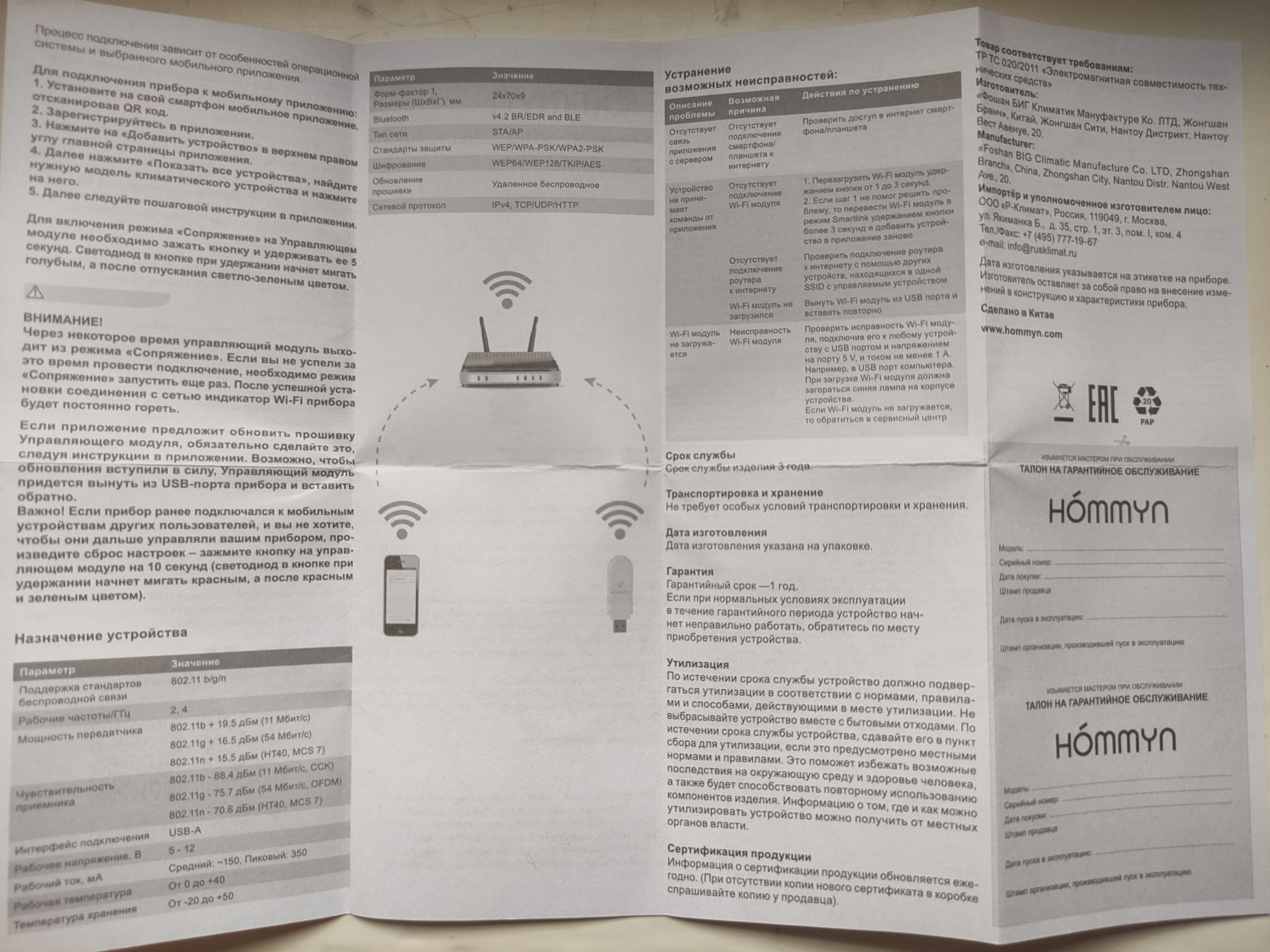 Модуль съёмный управляющий HOMMYN HDN/WFN-02-01 Wi-Fi НС-1416708 ...