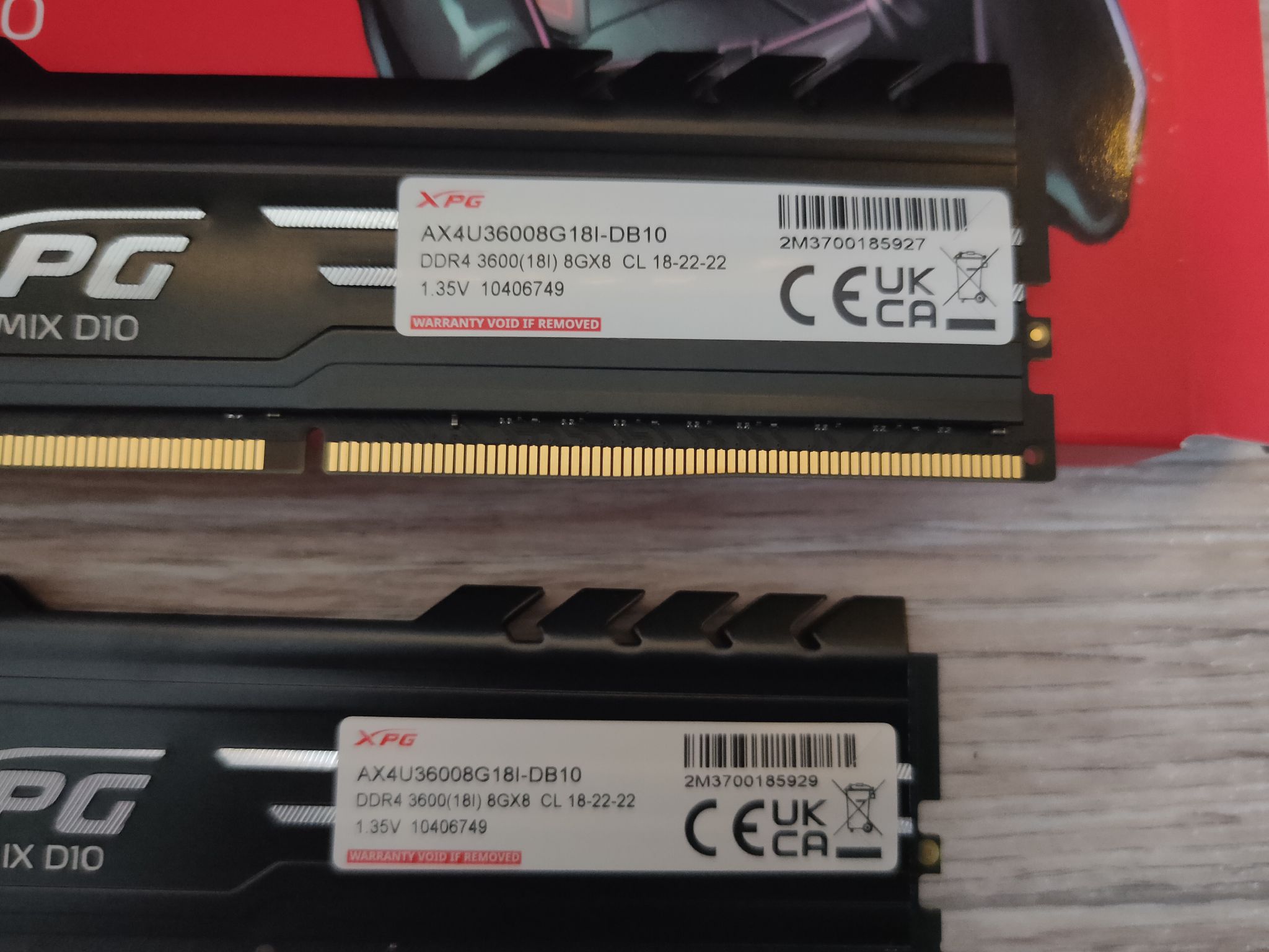 Оперативная память ADATA DDR4 16GB (2x8Gb) 3600MHz pc-28800 XPG GAMMIX ...