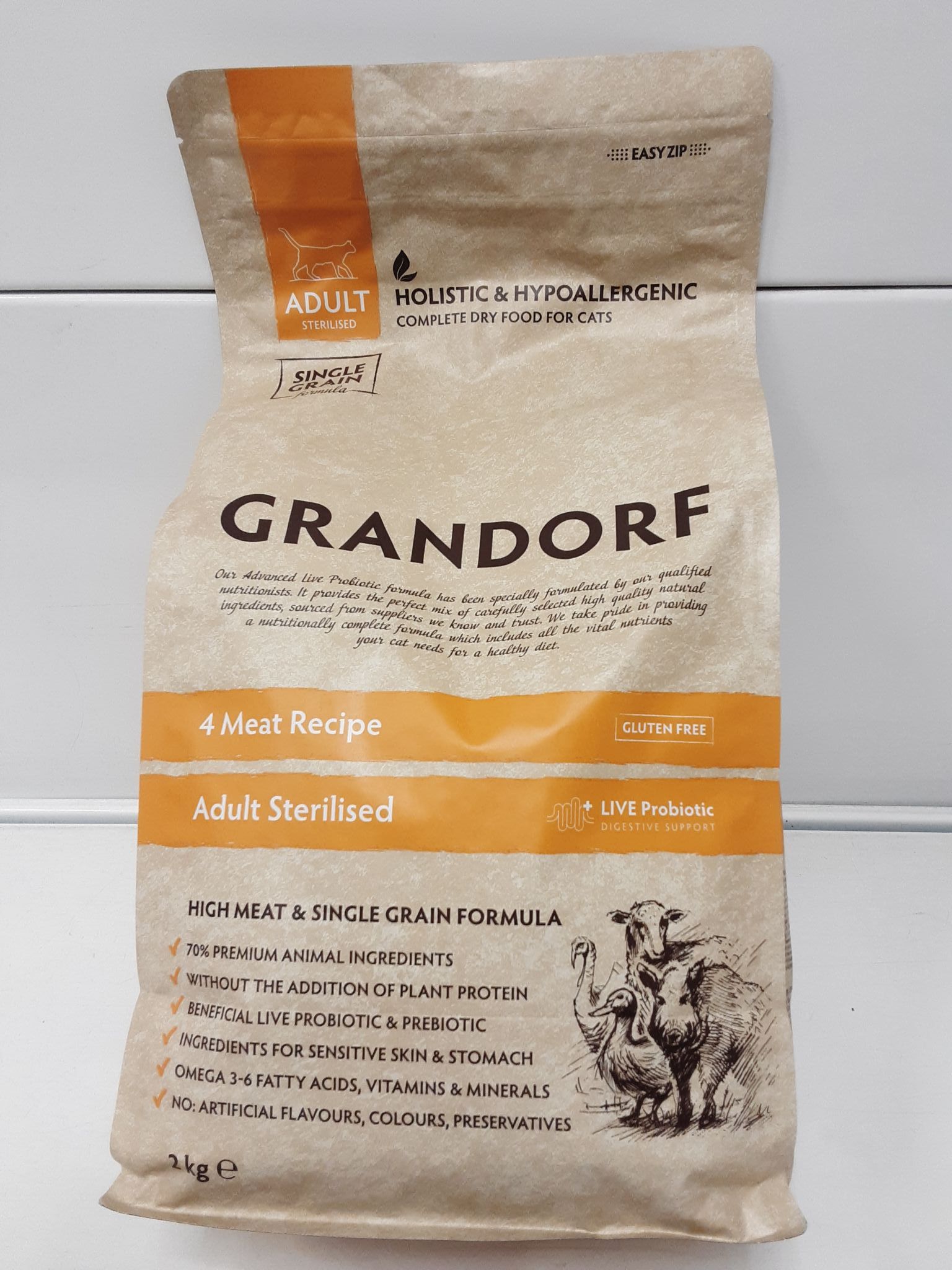 Корм сухой Grandorf 4 вида мяса для стерилизованных кошек, 2 кг GD ...