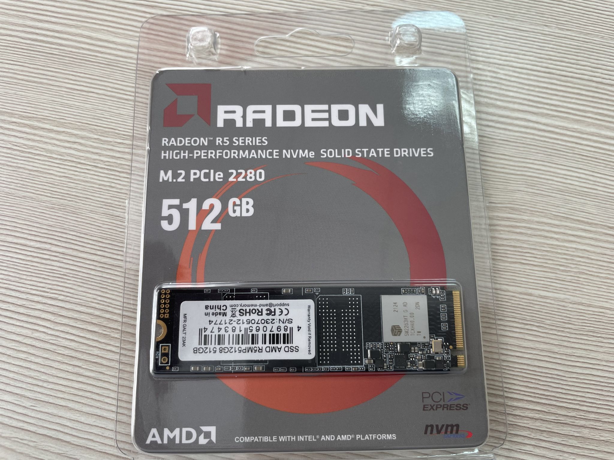 SSD диск AMD Radeon M2 2280 512Gb R5 Series PCIe Gen3x4 NVMe 3D NAND ...