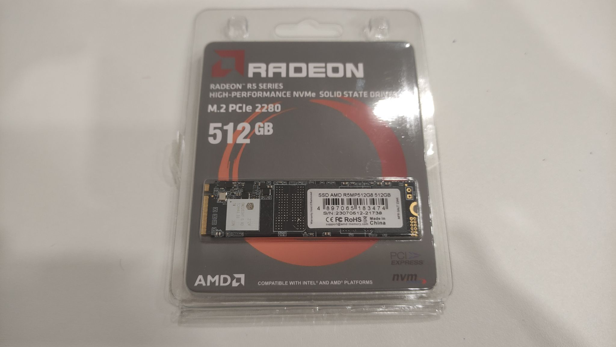 SSD диск AMD Radeon M2 2280 512Gb R5 Series PCIe Gen3x4 NVMe 3D NAND ...