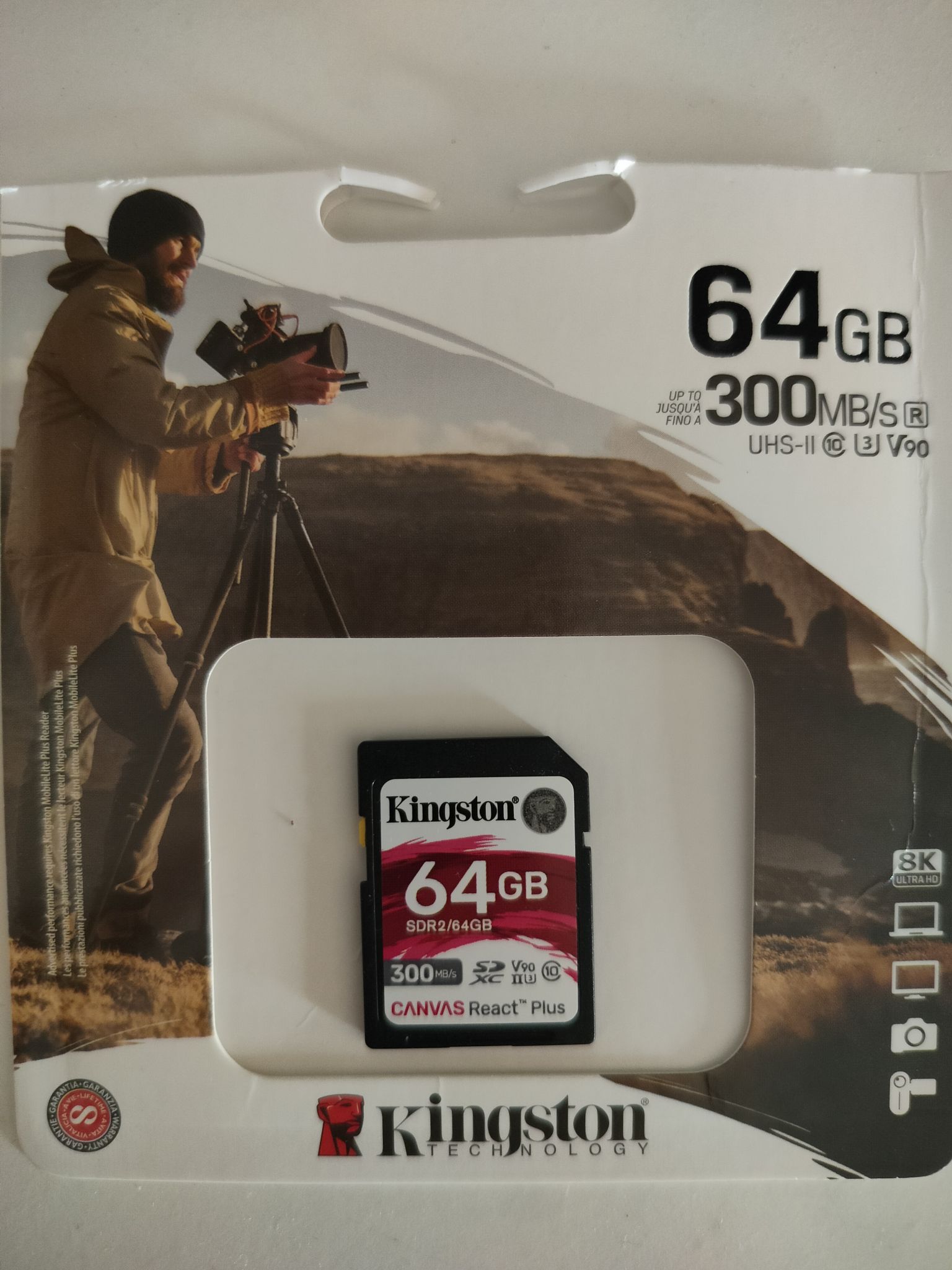 Карта памяти Kingston Canvas React Plus SDXC UHS-II U3 V90 64Gb (300/ ...