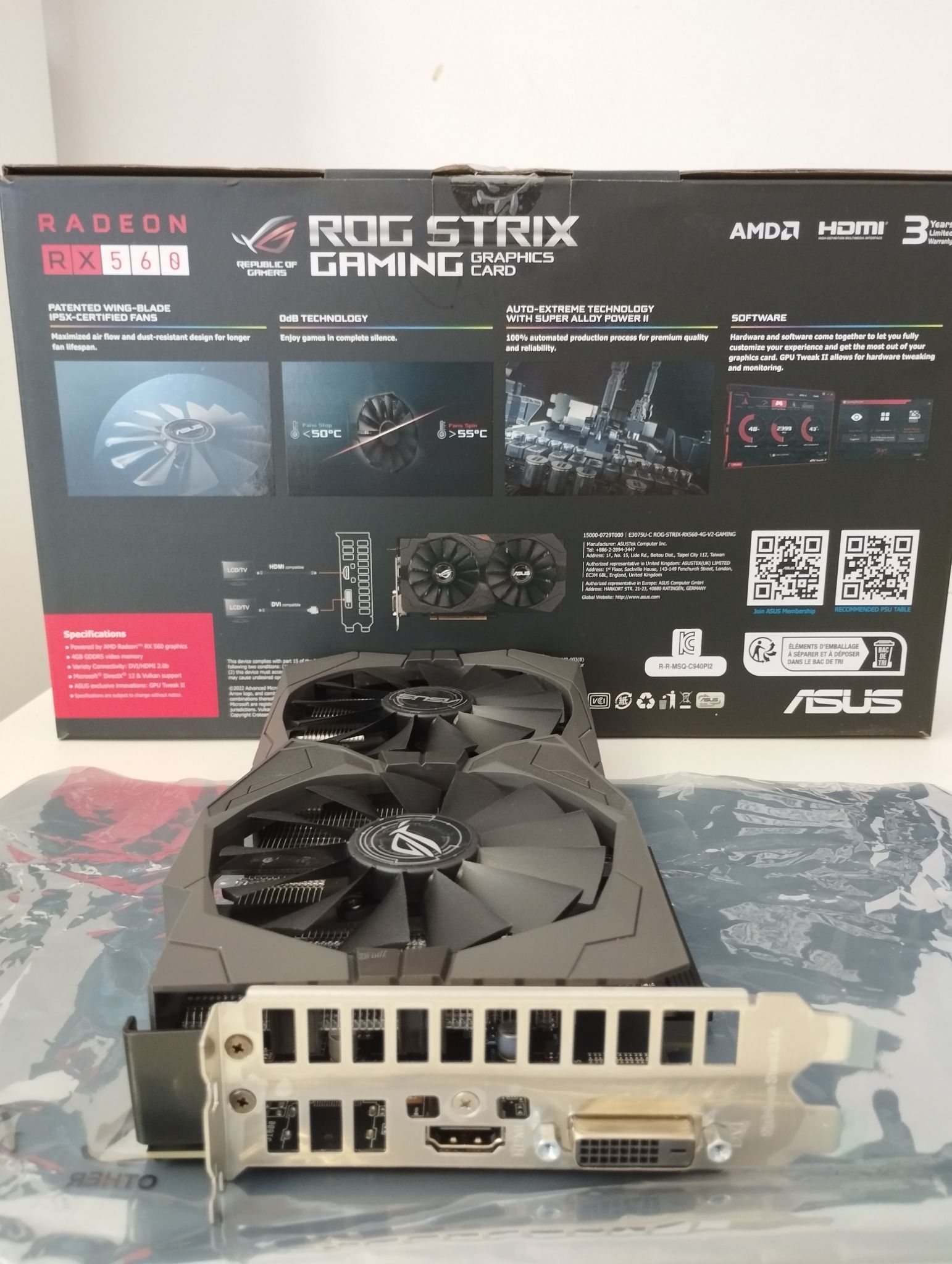 Видеокарта Asus Radeon RX 560 ROG STRIX GAMING V2 4G ROG-STRIX-RX560-4G ...