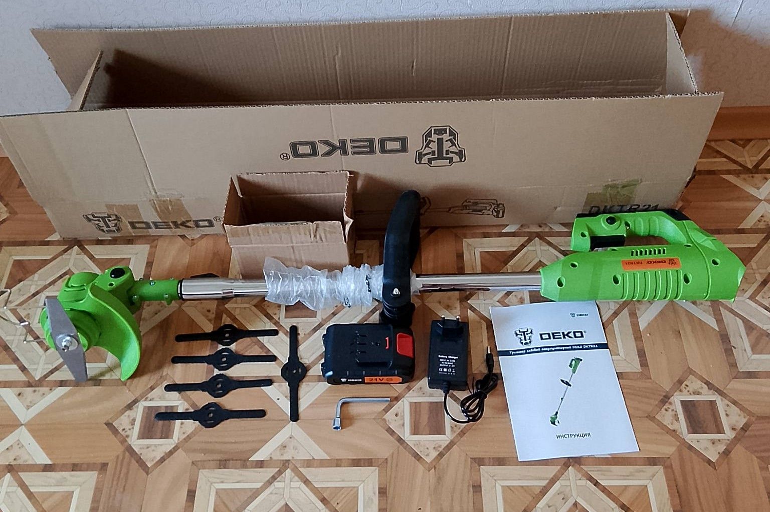 Триммер садовый аккумуляторный DEKO DKTR21, 21В, 1.5Ач (085-4231 ...